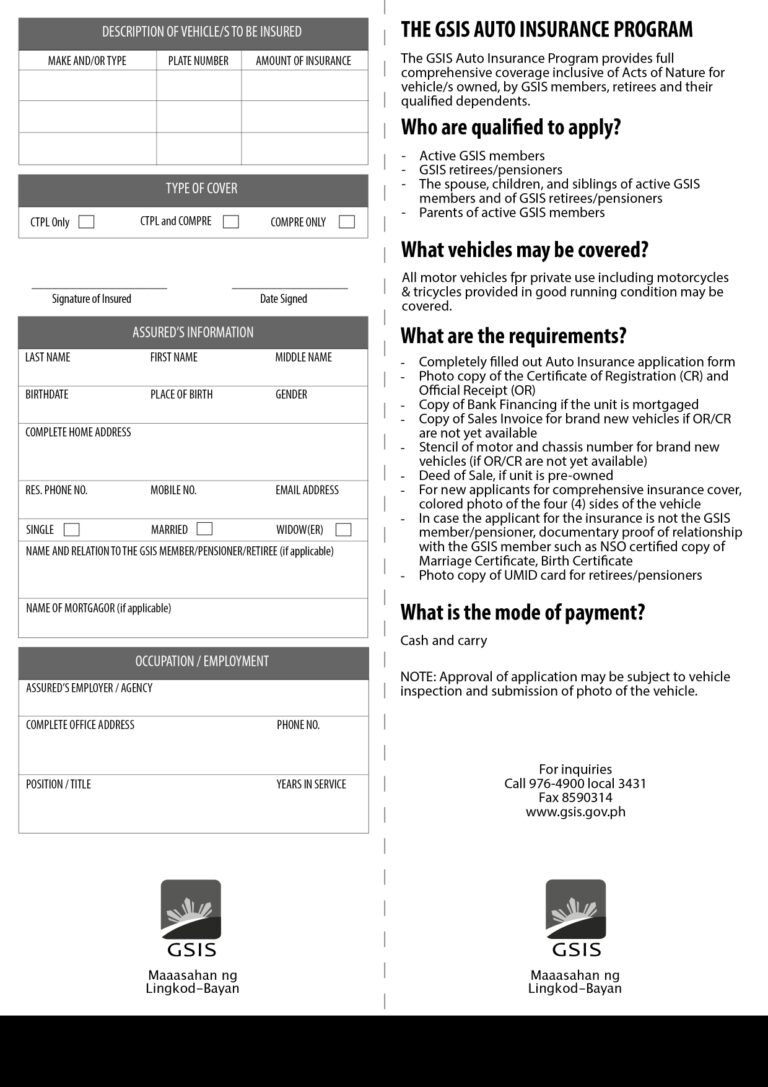 How to Apply for GSIS Auto Shield Motor Vehicle Insurance