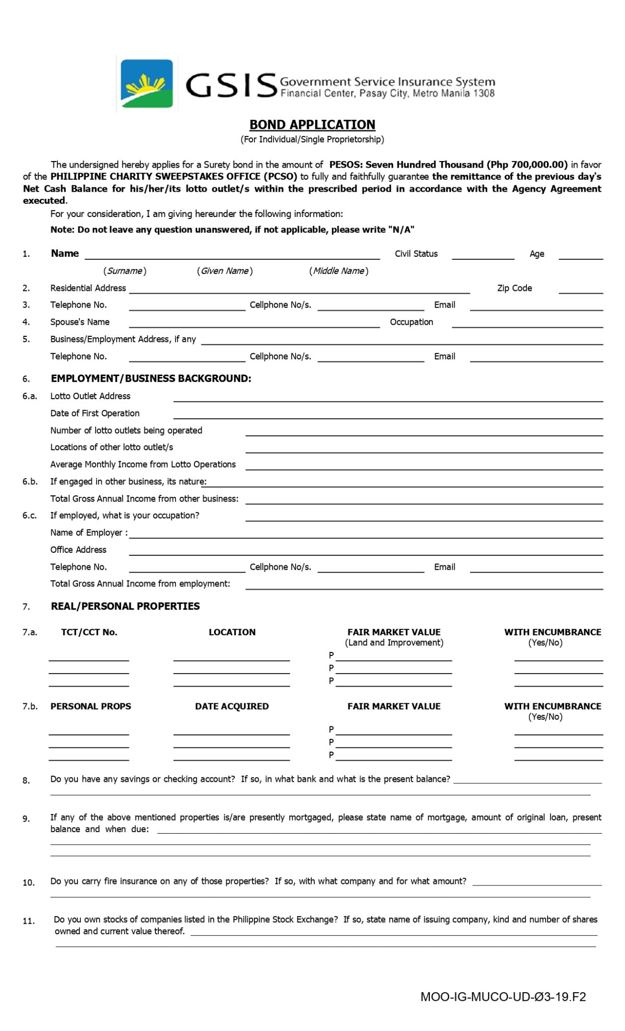 How to Apply for GSIS Bond for Individuals / Single Proprietorship