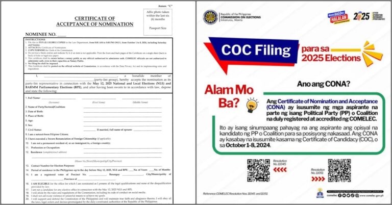 Know the COMELEC CONA Certificate of Nomination and Acceptance